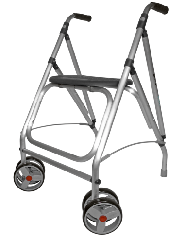 Andador de aluminio plegable y regulable con asiento y ruedas ...