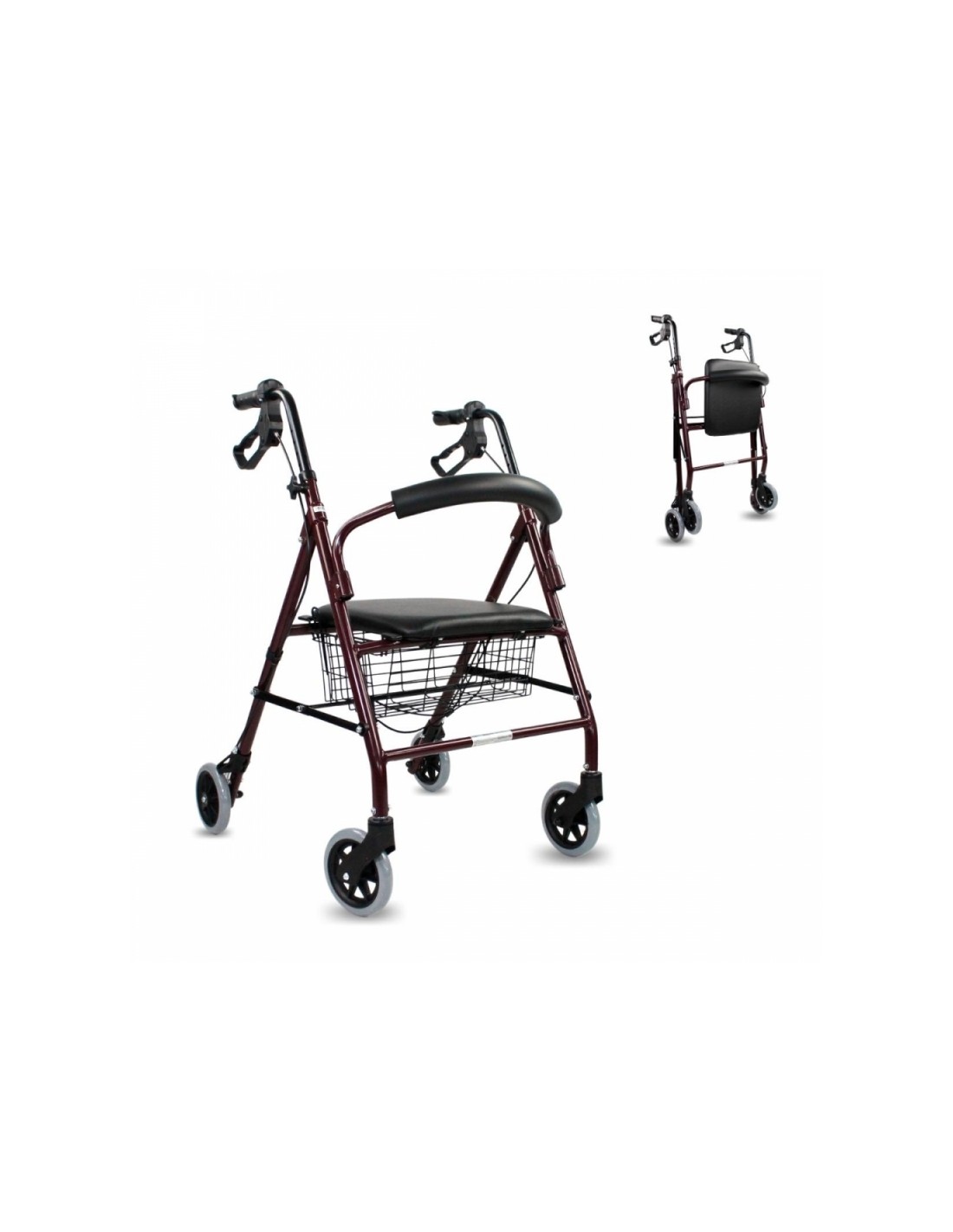 Andador plegable y regulable de aluminio con cesta, asiento y respaldo ...