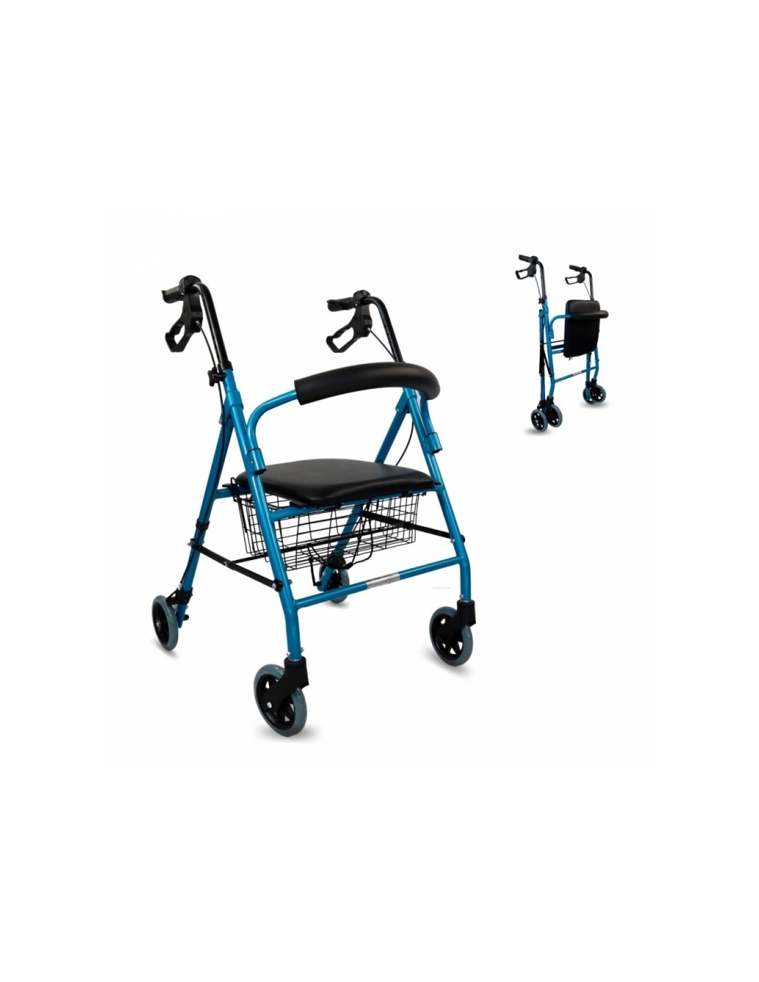 Andador plegable y regulable de aluminio con cesta, asiento y respaldo ...